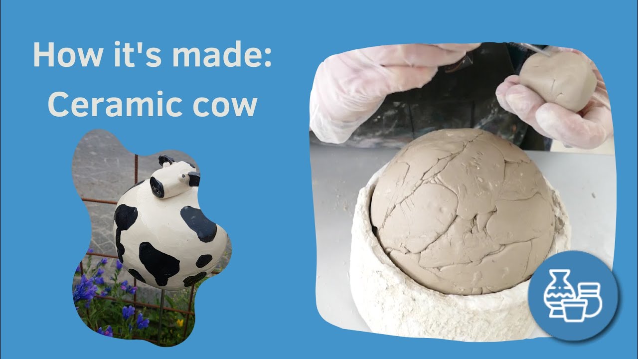 Live keramiek koe maken vanuit bol mal / make ceramic cow from sphere ...
