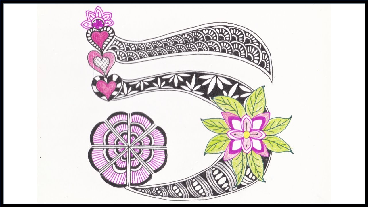 숫자 5 젠탱글 / 5 Zentangle / Zentangle art - YouTube