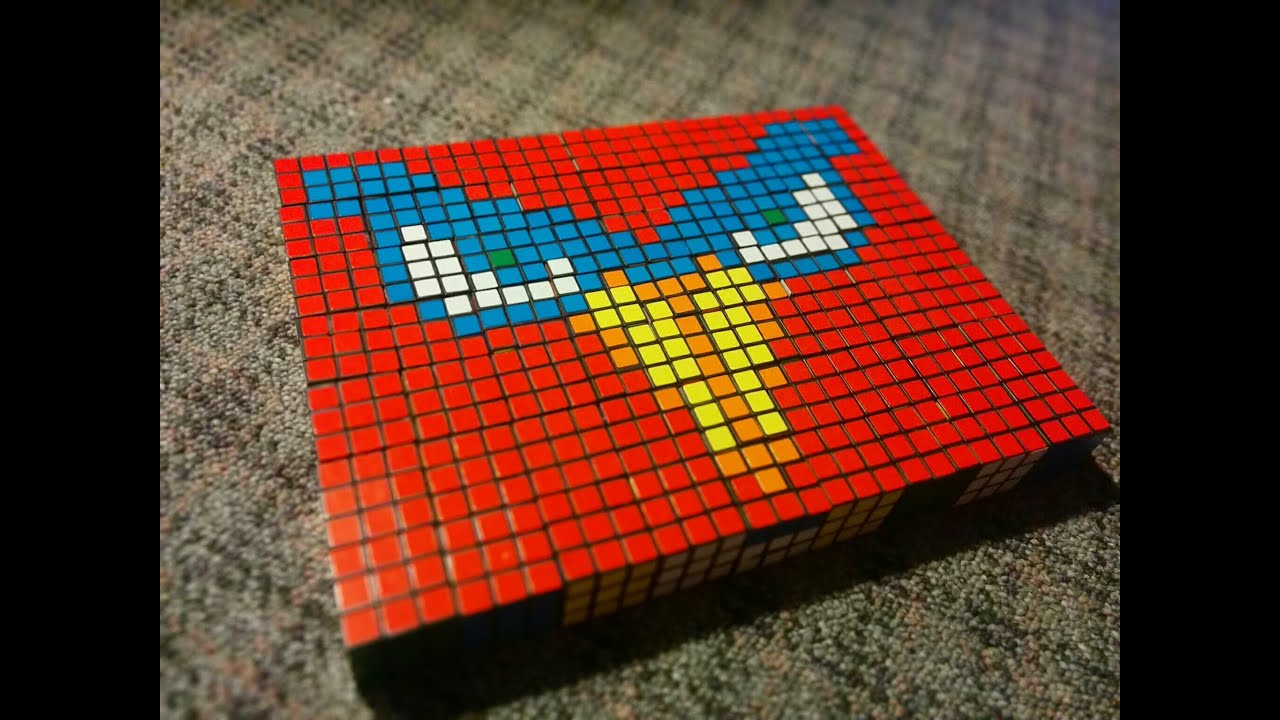 Angry Birds Red out of 63 Rubik's Cubes - YouTube