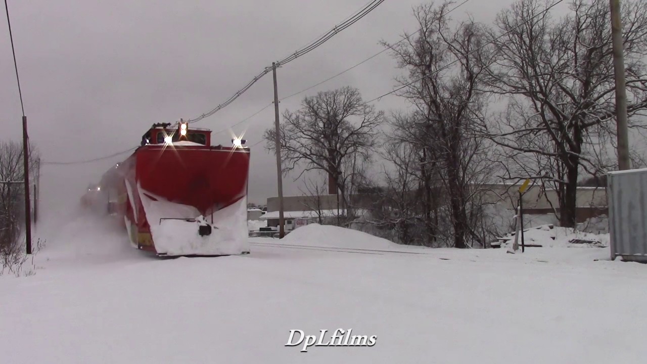 MBTA Plow Train Battles a New England Snow Storm - YouTube
