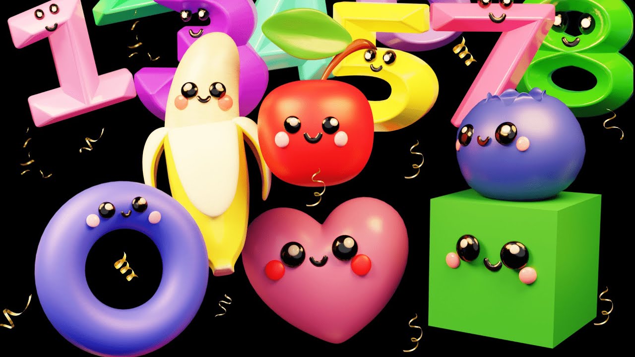 Dancing Fruits with Shapes and Numbers / Shapes / Numbers / Colorful ...
