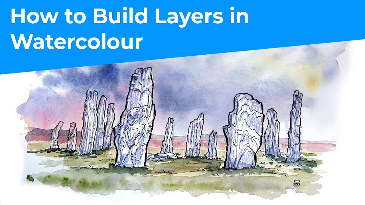 How to Build up Layers in Watercolour Paintings - Line and Wash - YouTube