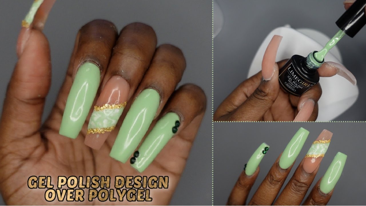 Gel Polish Design Over Polygel Manicure | Beginner Friendly Tutorial ...