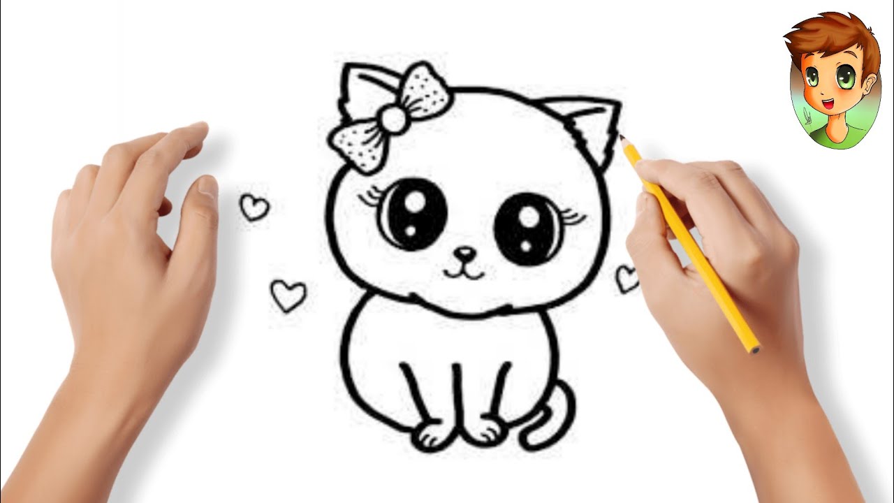 how to draw a cute cat easy step by step | how to draw a cute baby cat ...