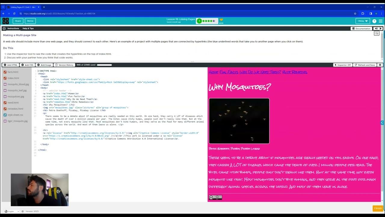 Unit 2: Lesson 19 -Activity 1 -Linking Pages I Web Development ('23-'24) - Code.org - YouTube