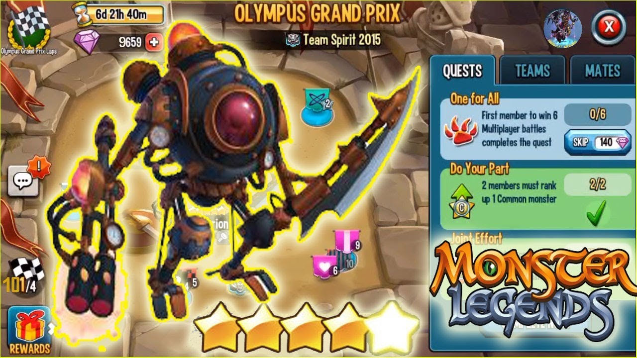 Monster Legends Team Race Flamerion level 130 Olympus Grand Prix ...