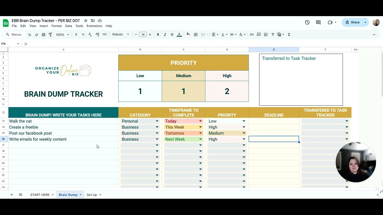 How to use the Brain Dump Tracker spreadsheet - YouTube