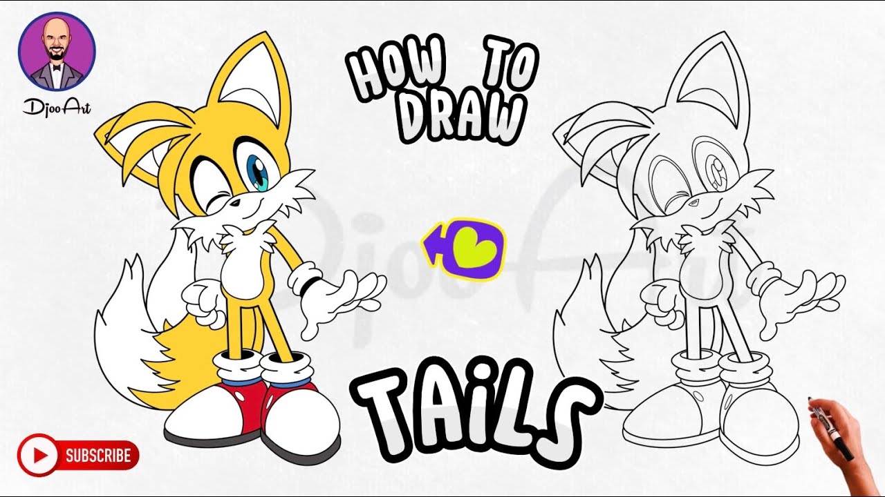 How to Draw and Color Tails Cartoon | Easy Step by Step Tutorial for ...