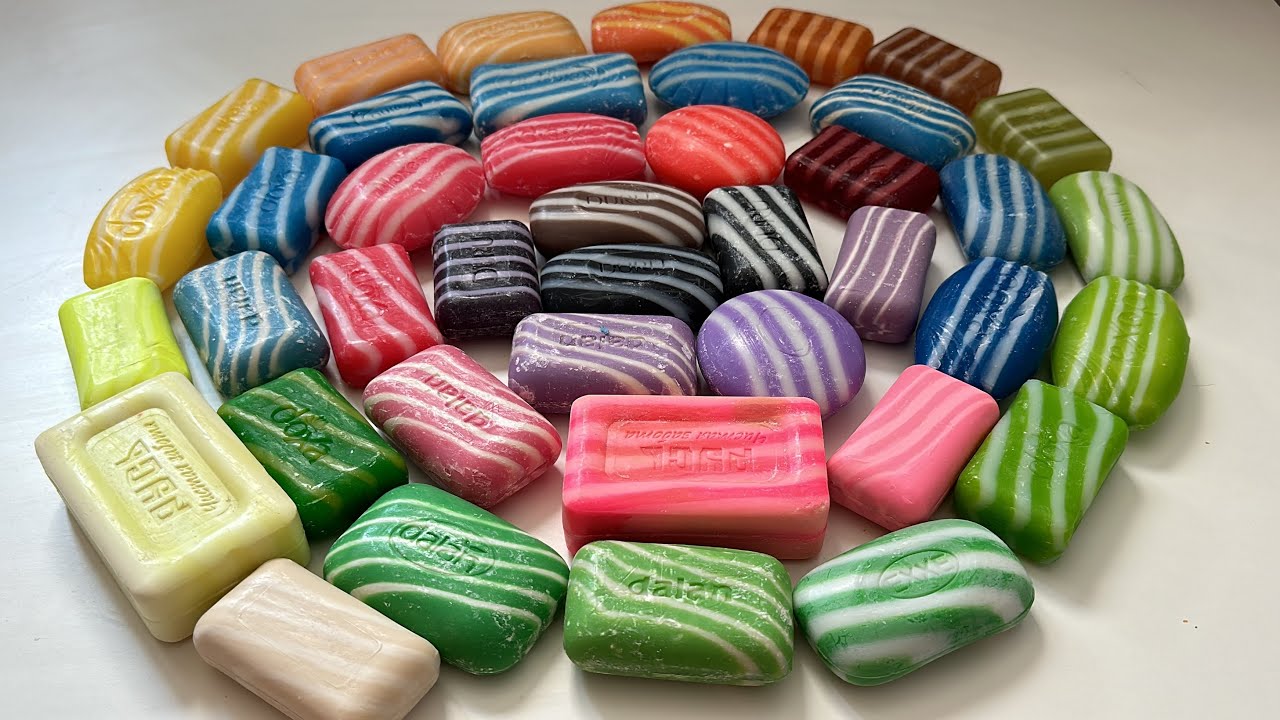 ASMR CUTTING DRY STRIPED SOAP - YouTube