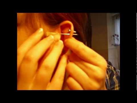 Selfmade Helix Piercing TutoriaL - YouTube