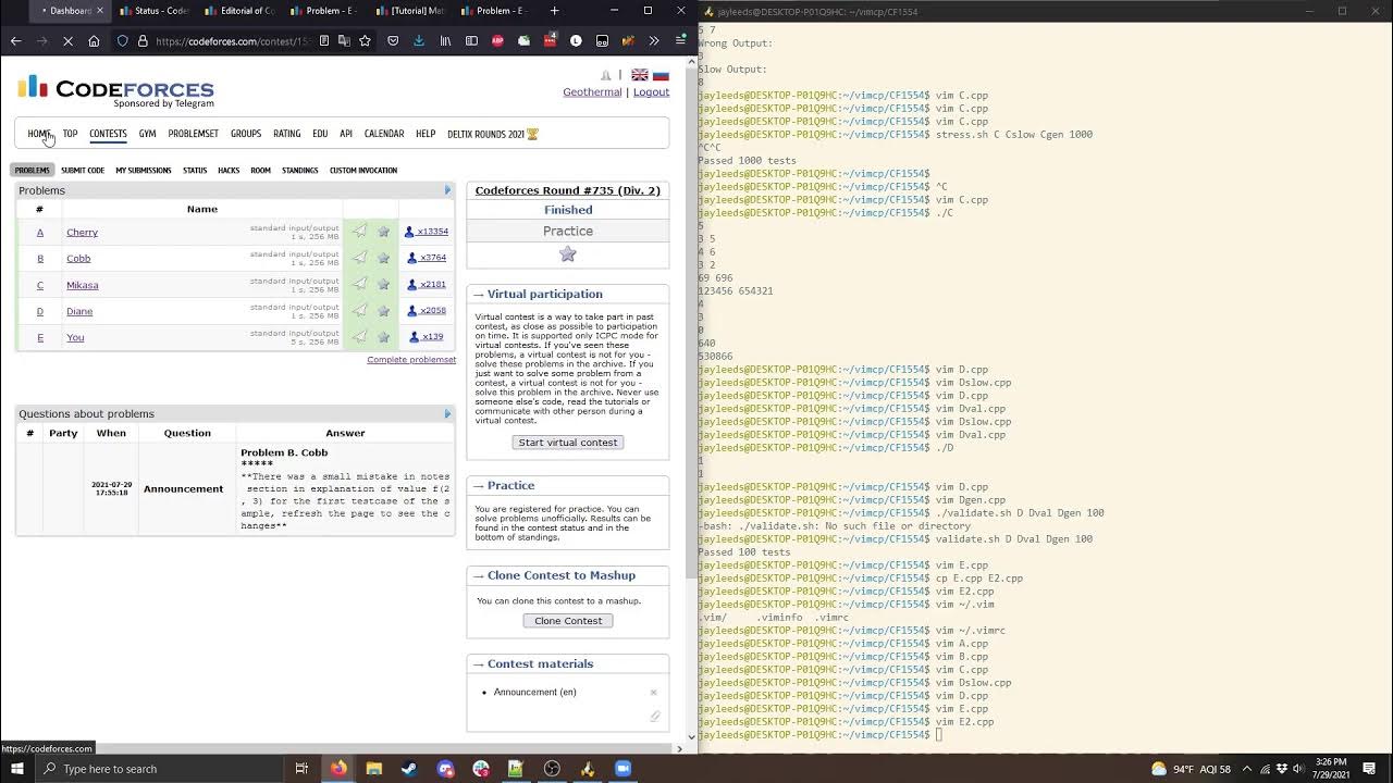 Codeforces Round #735 - Virtual Participation and Problem Discussion - YouTube