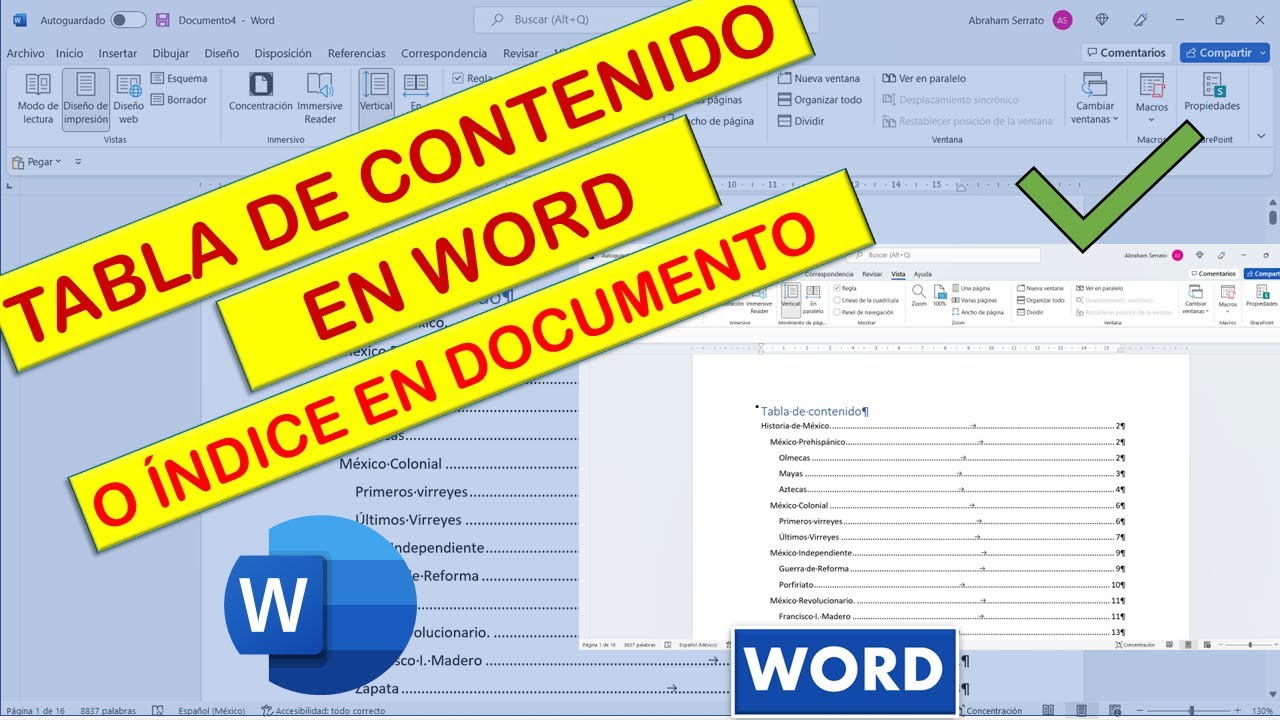 La Manera Correcta de Generar tabla de contenido o Índice en Word - YouTube