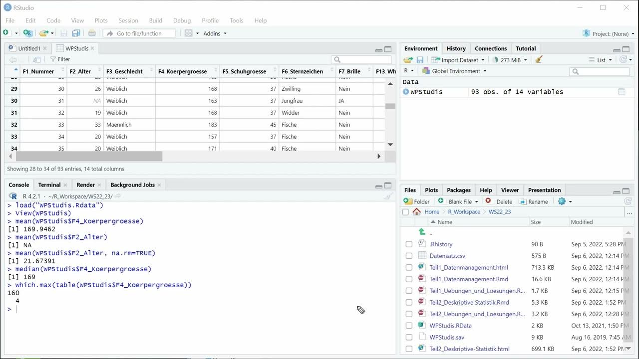2.1 R-Kurs Kennwerte berechnen - YouTube