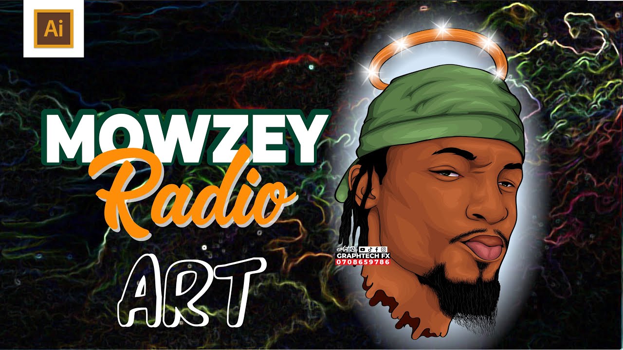 speed art.....MOWZEY RADIO cartoon head (Adobe illustrator) - YouTube