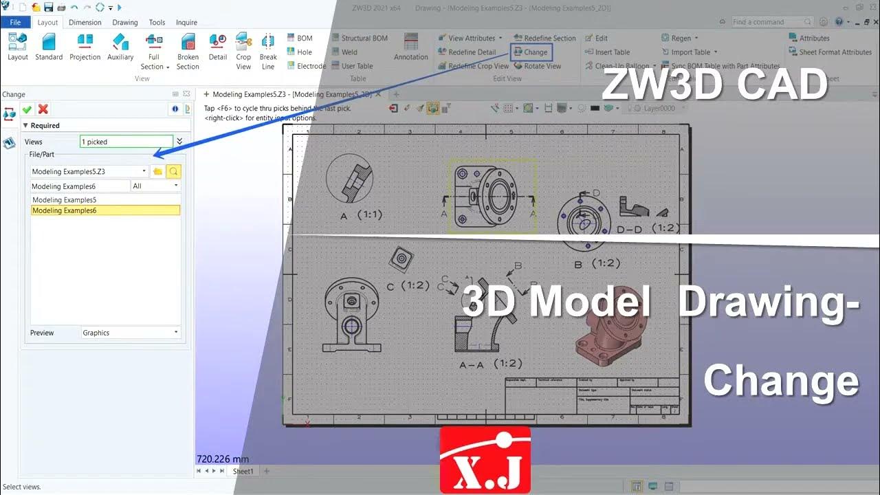 ZW3D คู่มือ สอนการใช้งาน Drawing Edit View Change - YouTube