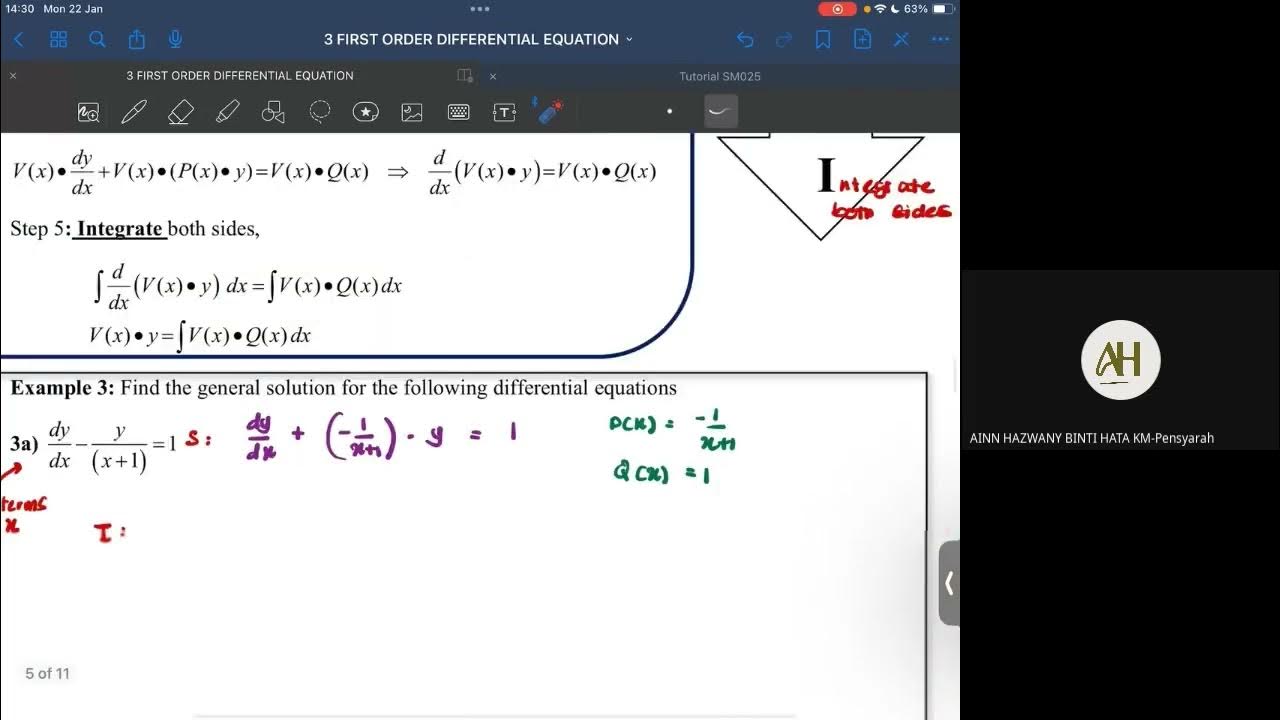 Lecture 2: 3.2 Integrating Factor | SM025 2023/2024 - YouTube