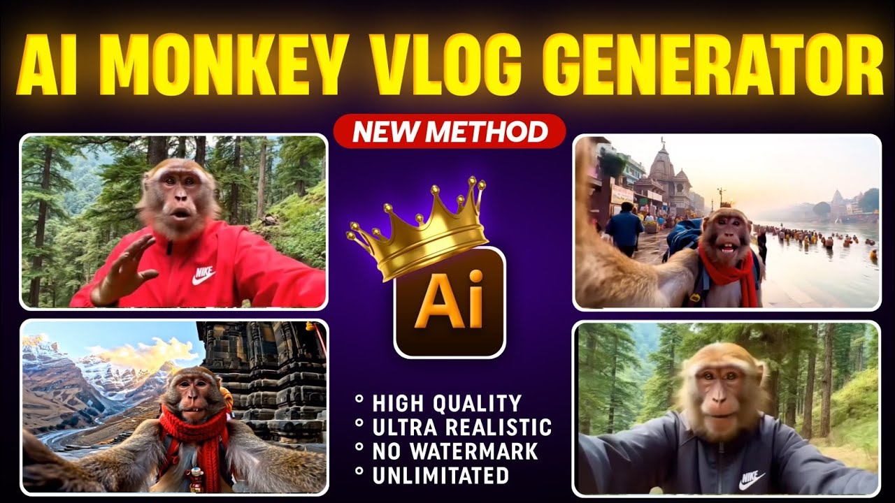 Monkey Vlog Generator Ai | Instagram Viral Monkey Vlog Kaise Banaye ...