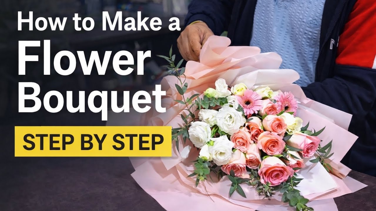 How to Make a Flower Bouquet Step by Step | Professional Bouquet Making ...
