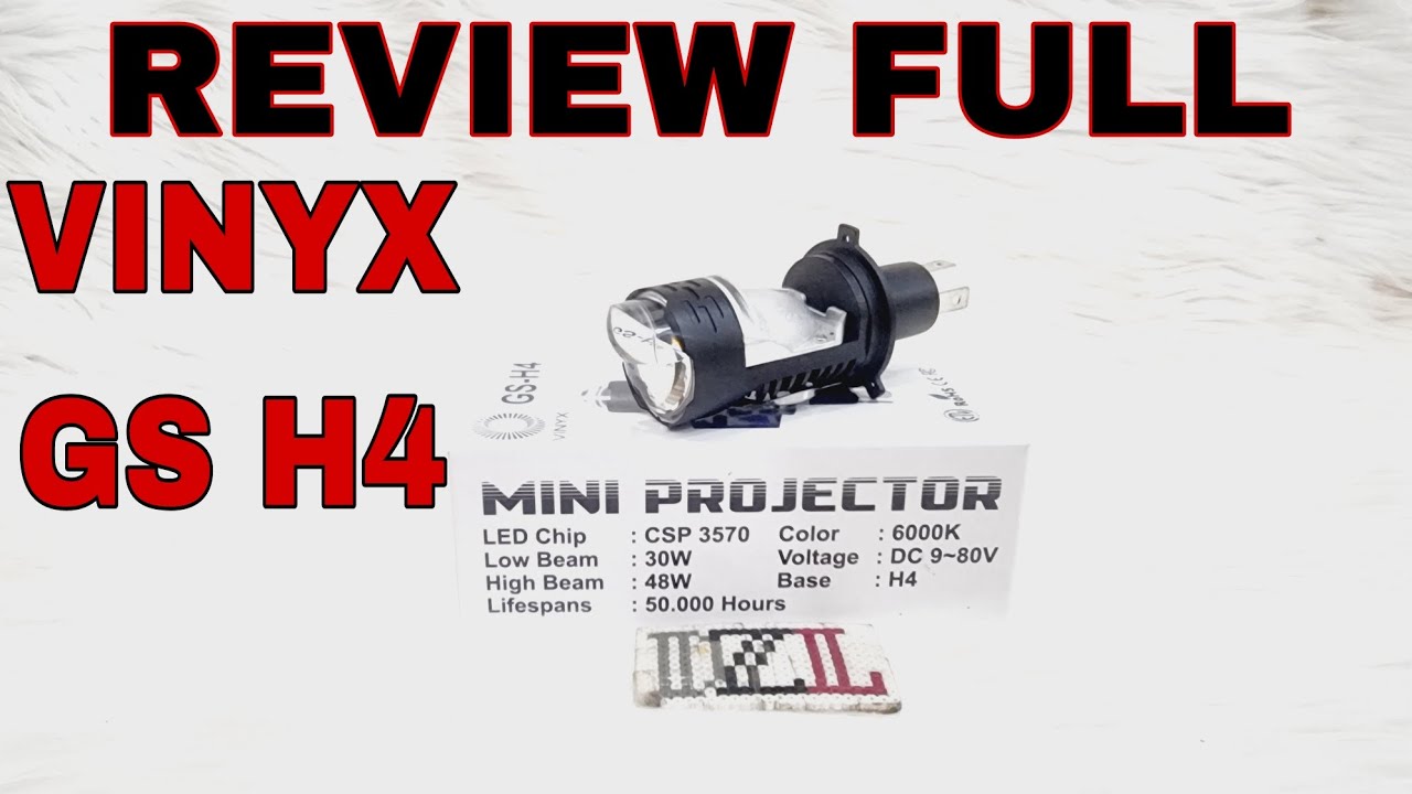 review full Lampu utama led mini h4 vinyx gs H4 projector gs-h4 - YouTube