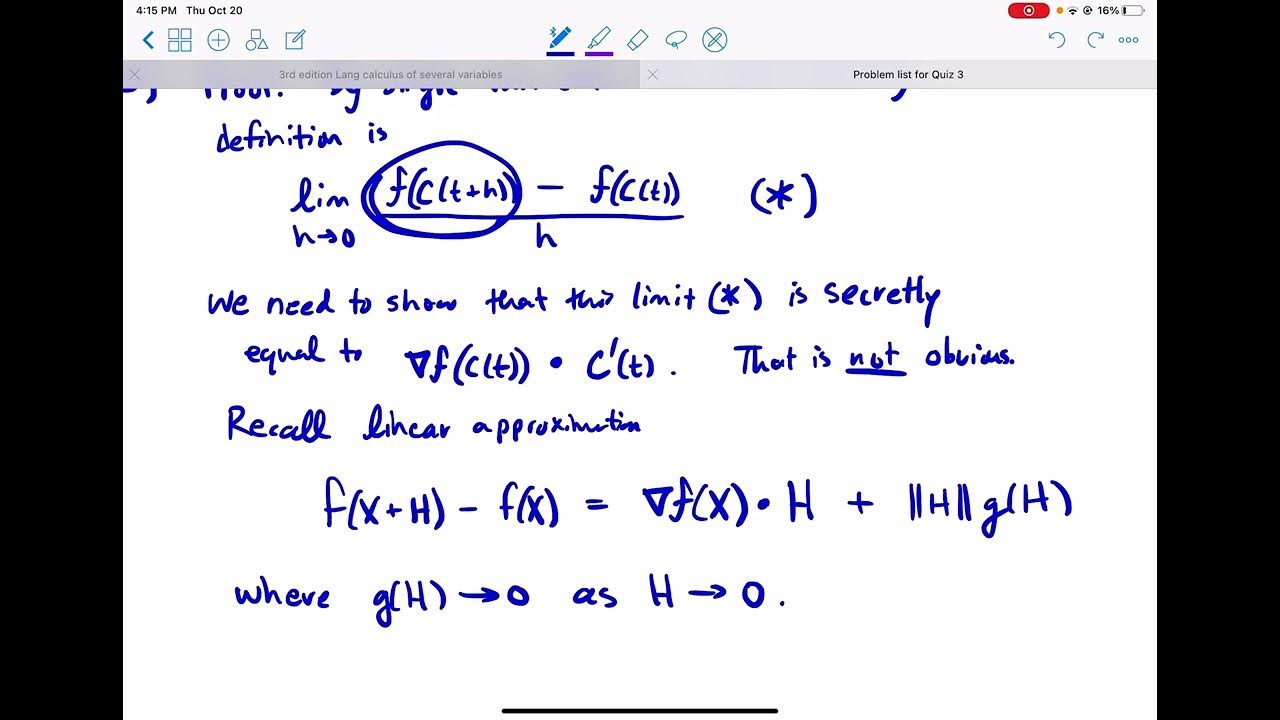 Proof of multivariable chain rule - YouTube