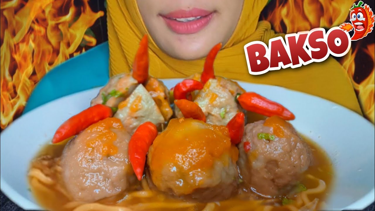 ASMR BAKSO ABANG GEROBAK ||SPICY MEATBALLS ||MUKBANG INDONESIA||EATING ...