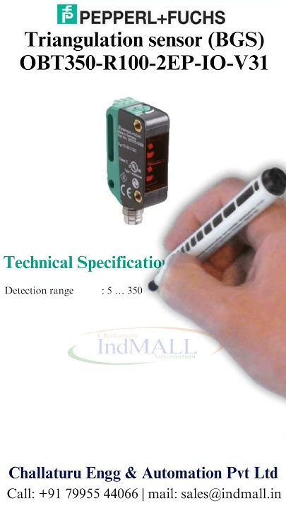 Pepperl Fuchs Triangulation sensor (BGS): OBT350-R100-2EP-IO-V31 | +91 79955 44066#shorts - YouTube
