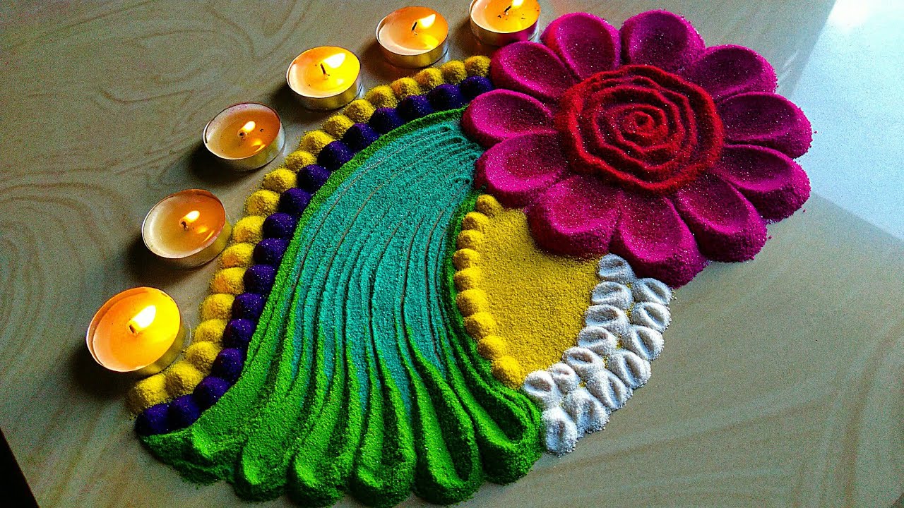 Easy and small Diwali FESTIVAL'S rangoli by easy rangoli classes - YouTube