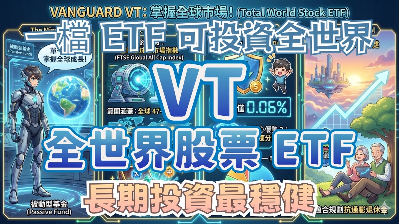 《全世界ETF》VT 全世界股票 ETF 一檔投資全球的 ETF；長期投資最穩健、最抗通膨的退休策略 - YouTube