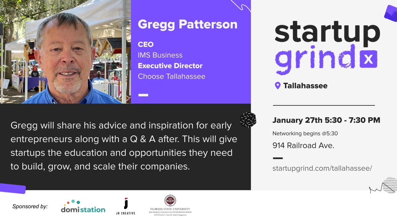 Startup Grind Tallahassee Featuring Gregg Patterson - YouTube