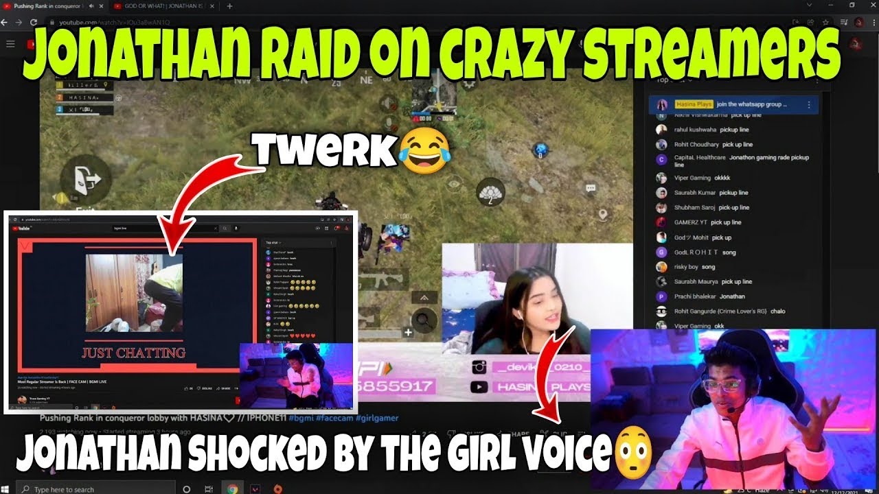 Jonathan raid on crazy streamers 😂 Jonathan shocked by girl streamer ...