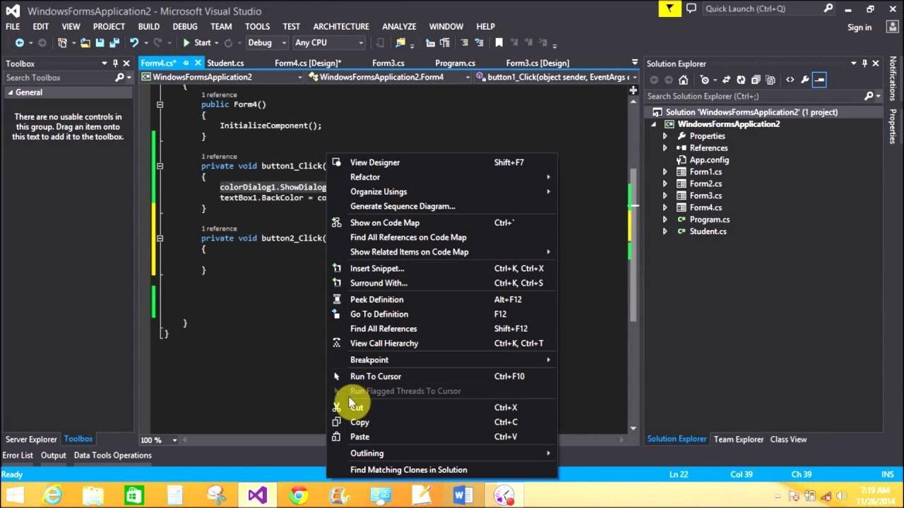 How to use ColorDialog control in windows form c# - YouTube