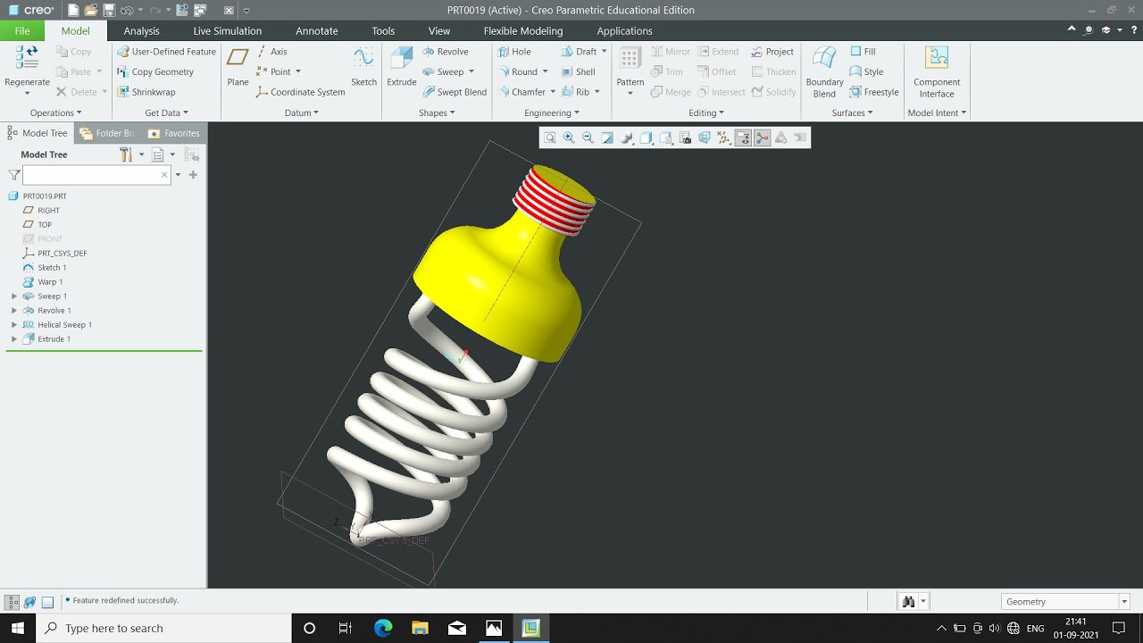 Practice :- CFL Bulb design (using Sweep , Wrap , Revolve & Extrude ...