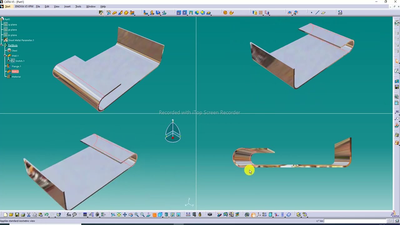 CATIA V5 GENERATIVE SHEET METAL DESIGN, FLANGE, HEM LECTURE-81A - YouTube