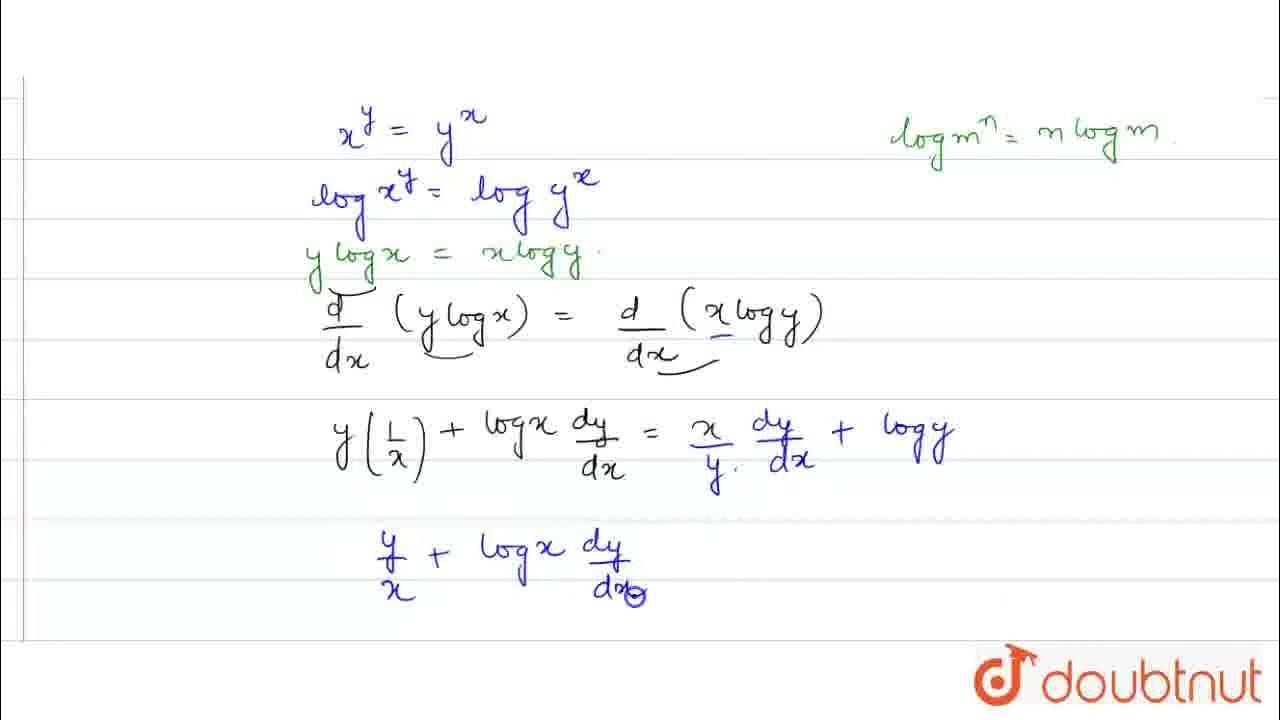 If x^(y)=y^(x) then (dy)/(dx)=... (A) (y(x log y-y))/(x(y log x-x)) (B) (y(y log x-x))/(x(x log ...