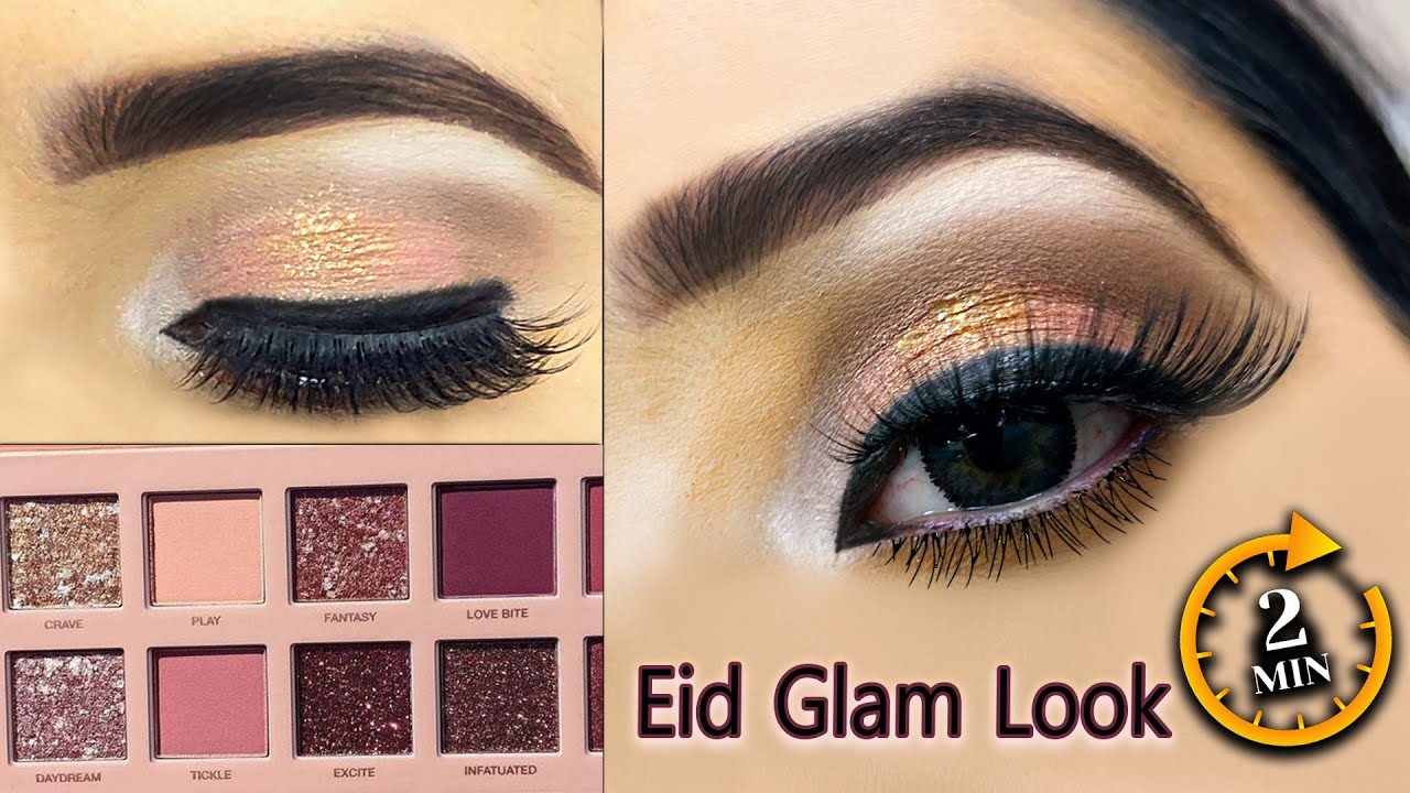 Soft Peach Eye Makeup Tutorial l smudge liner l Eid Glam Look l festive ...