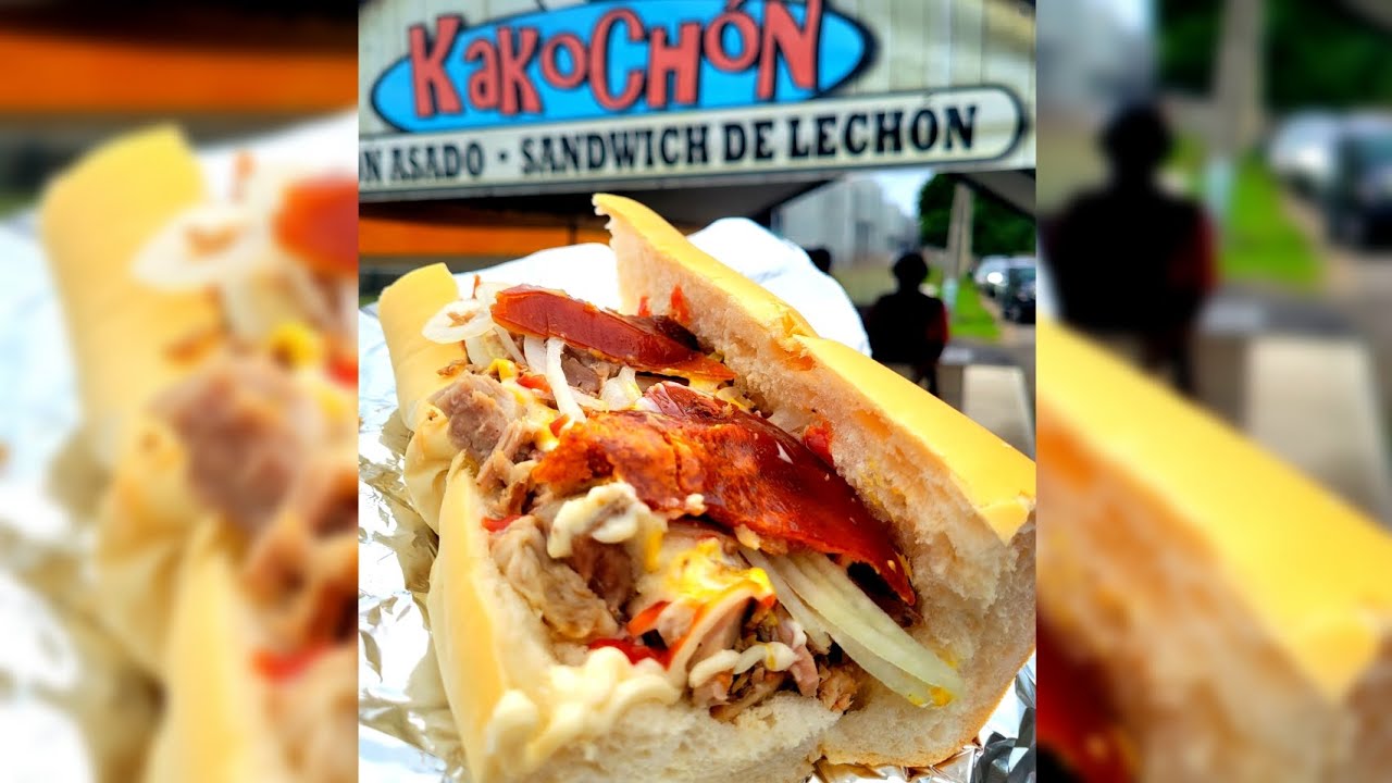 el KaKoChon 🥪🐷 Sandwich de Lechon 🇵🇷 y en Servi Carro 🚗🏃‍♀️ Mega ...