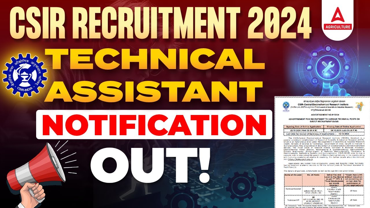 CSIR Technical Assistant Recruitment 2024 | CSIR Notification 2024 Out ...
