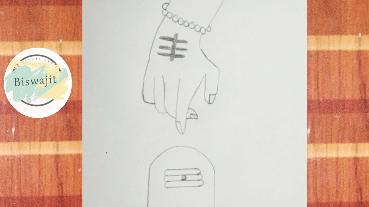 Beautiful hand holding Shiva lingam | Easy pencil sketch with Bholenath ...