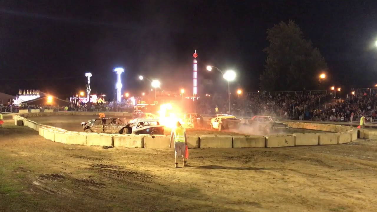 Car catches on fire at Chelsea demolition derby - YouTube