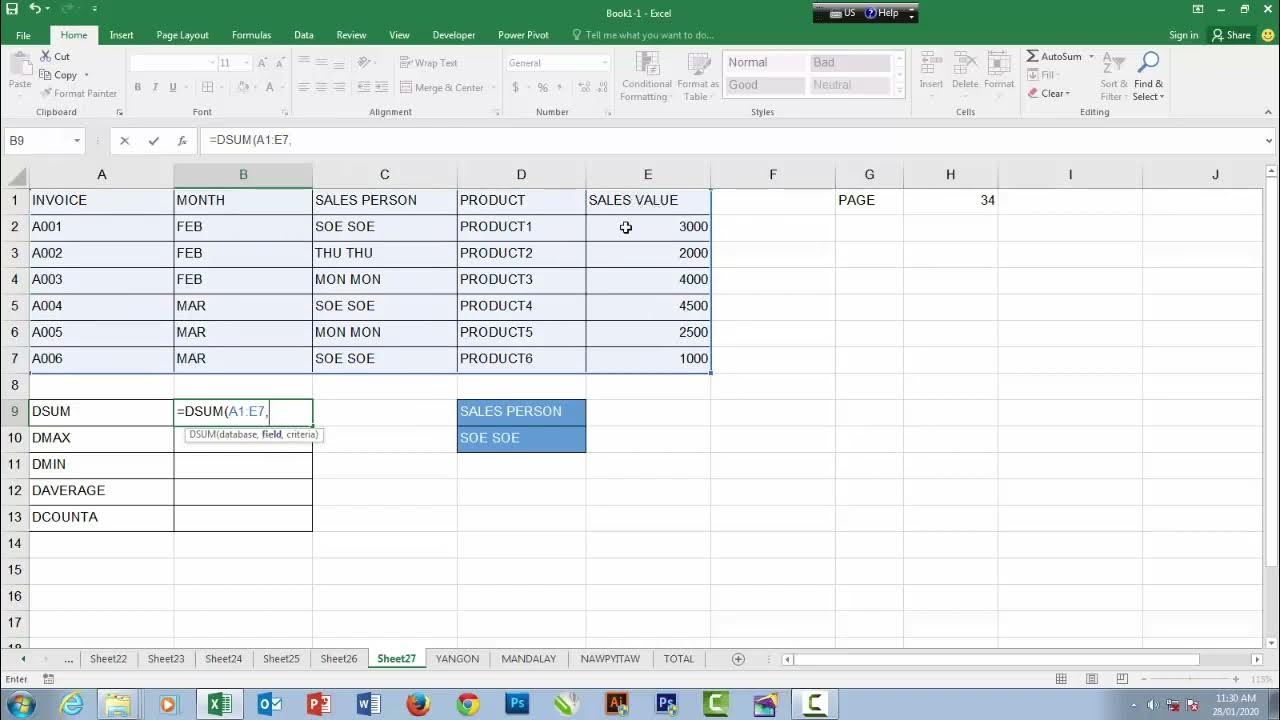 excel lesson (29) excel သင်ခန်းစာ (၂၉) - YouTube