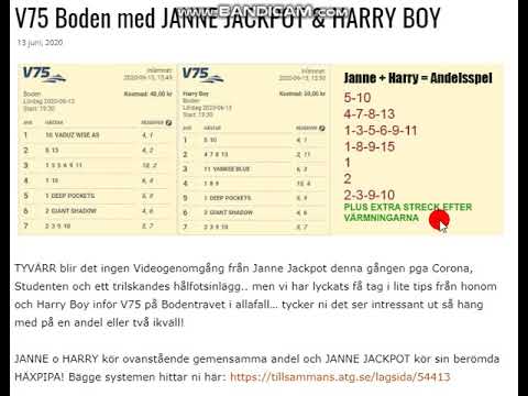 JANNE JACKPOT & HARRY BOY inför V75 BODEN - YouTube