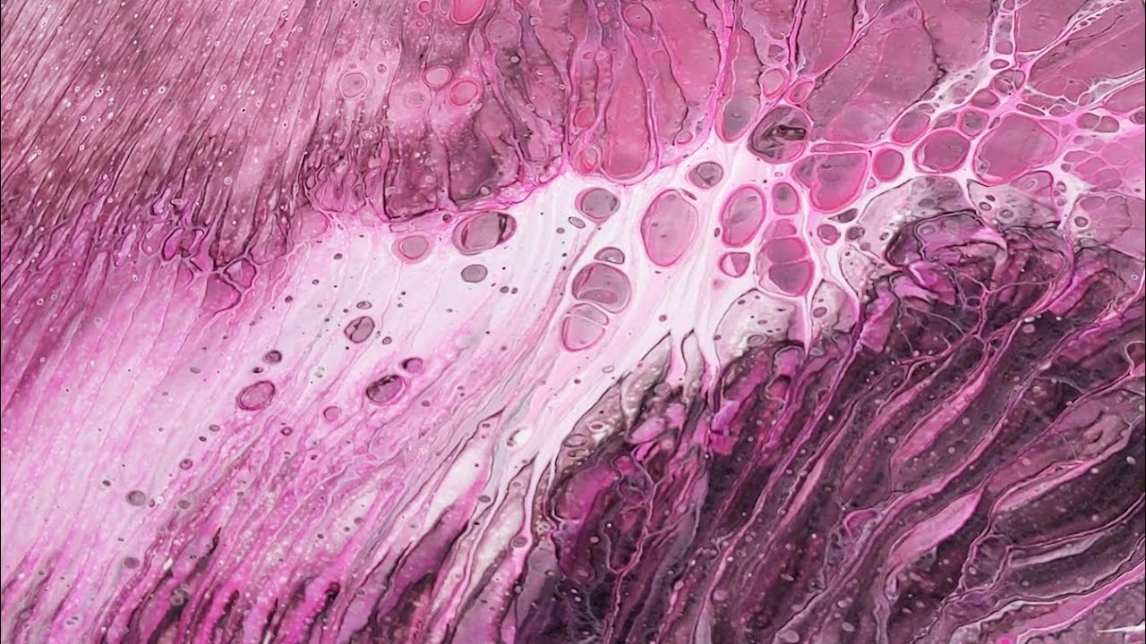 PINK WATERFALL PAINT POUR - Acrylic Pour Under A Black Light - Neon ...