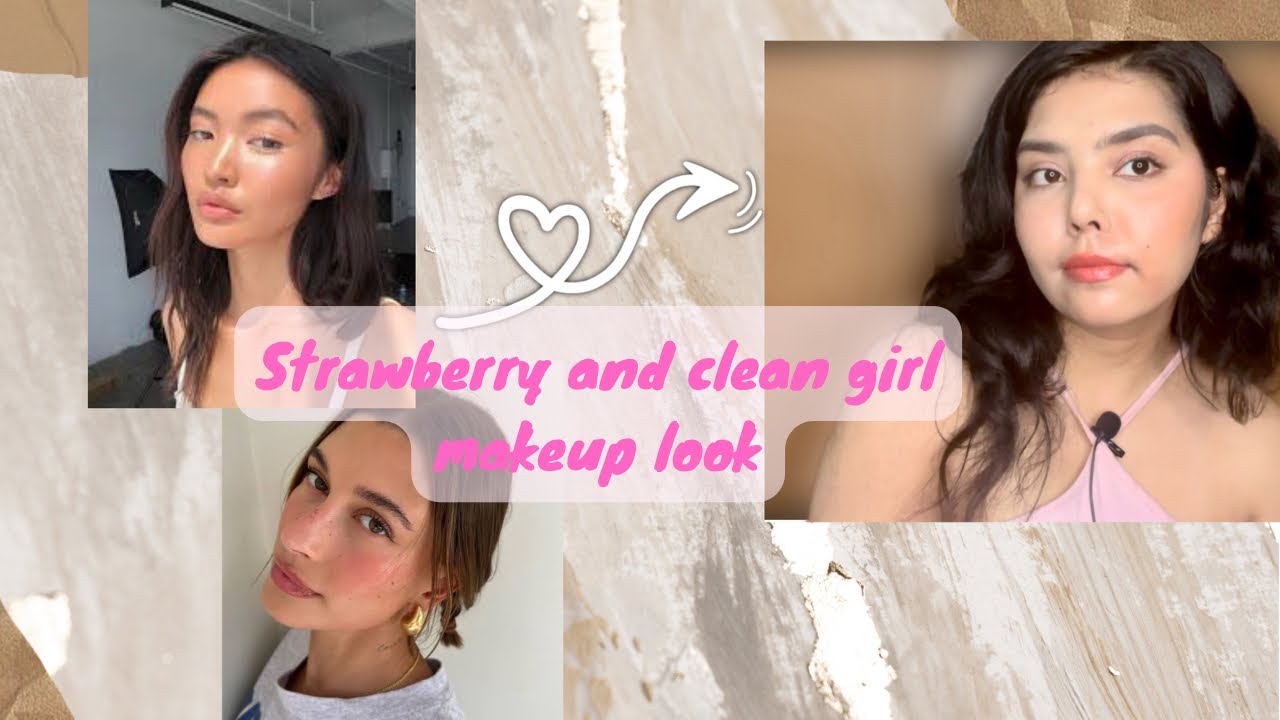 Strawberry and clean girl makeup look | in budget also can wear on ...