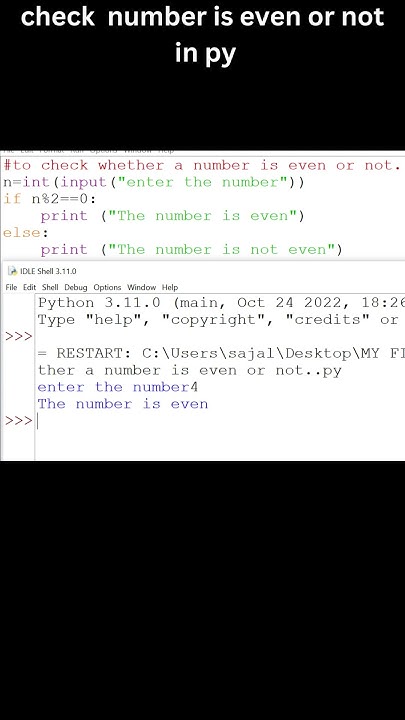 check number is even or not in python #shorts #python #pythonbasics - YouTube