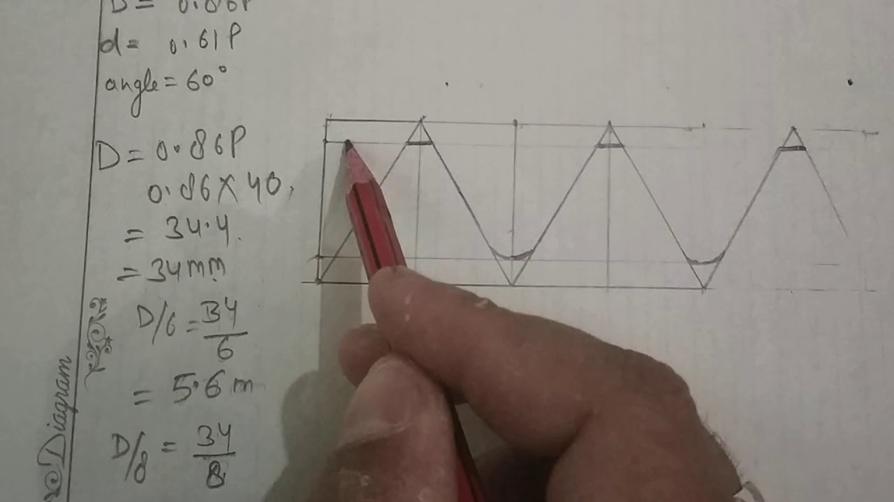 Metric thread drawing - YouTube
