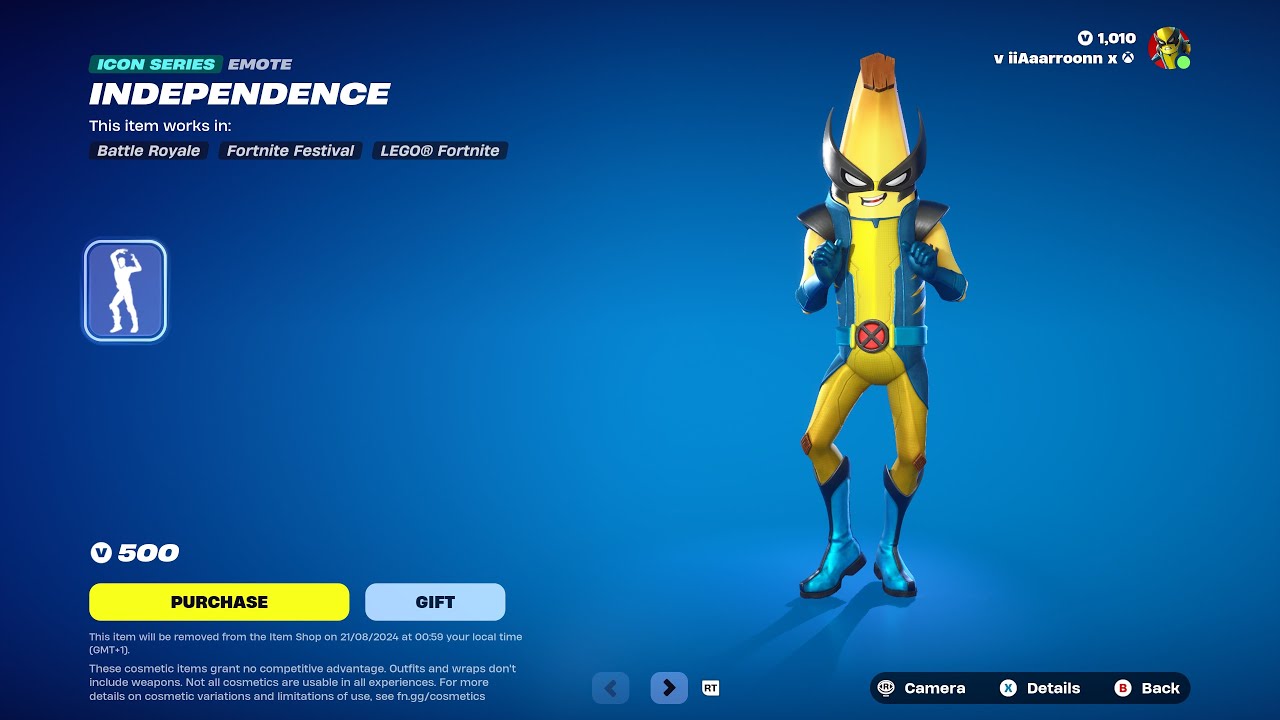 Fortnite Item Shop August 18th 2024 New Independence Emote Tate