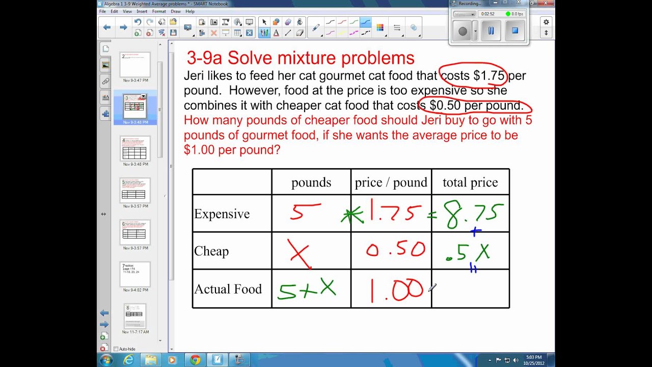 3-9a mixture problem - dog food.wmv - YouTube