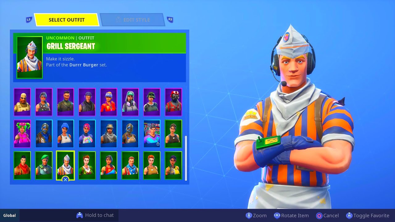 New rare skin in fortnite... (grill sergeant) - YouTube