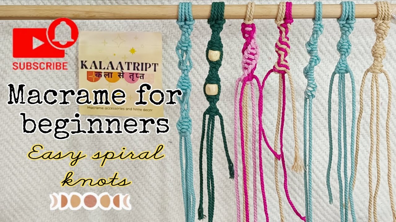 Macrame knots | Easy spiral knot patterns Diy @kalaatript #Macrame tutorial for beginners #diy # ...