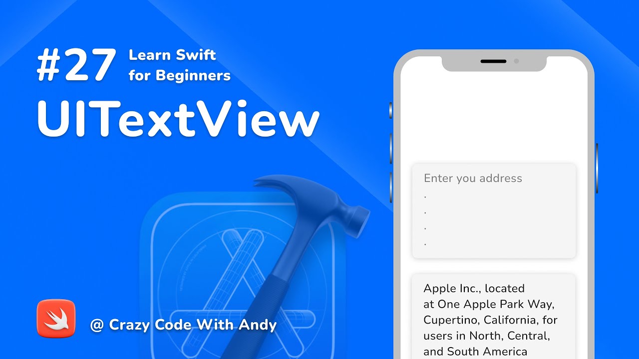 27 Uitextview In Swift Learn Swift For Beginners Youtube